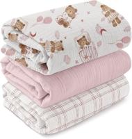 China 3-Pack 100% Cotton Muslin Baby Swaddle Blankets 40x38 Inches Unisex Newborn Receiving Blanket for sale