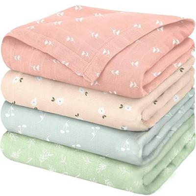China 4-Pack Organic Baby Swaddles 47x47 Inches Soft Breathable Receiving Blankets for Newborns for sale
