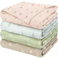 China 4-Pack Organic Muslin Baby Swaddle Blankets 47x47 inch Wild Bloom Design Soft Breathable for sale