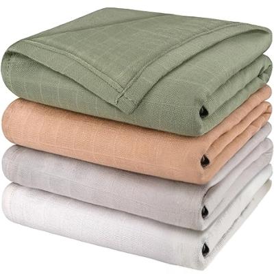 China 4-Pack 47x47 Inch Muslin Swaddle Blankets Pine Color Soft Breathable for Newborns for sale