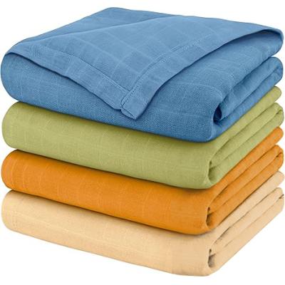 China 4-Pack Muslin Swaddle Blankets 47x47 Inches Soft Breathable Baby Receiving Blankets Unisex for sale