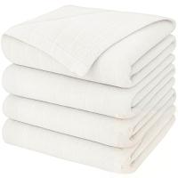 China 4-Pack Soft White Muslin Swaddle Blankets for Newborns,Breathable Receiving Blankets for sale
