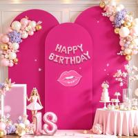 China Hot Pink Spandex Arch Cover 3 Set Fitted for Party Backdrop Decor 4-8FT for sale