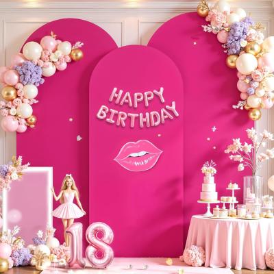 China Hot Pink Spandex Arch Cover 3 Set Fitted for Party Backdrop Decor 4-8FT for sale