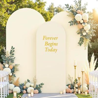 China 3 Piece Beige Spandex Arch Covers Set 6.6ft 7.2ft 8ft Wedding Backdrop Stand Cover for sale