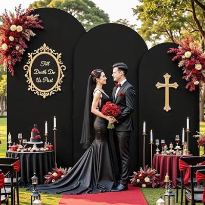 China 3 Piece Black Spandex Arch Covers Set for Wedding Party Backdrop 4ft 5ft 6ft for sale