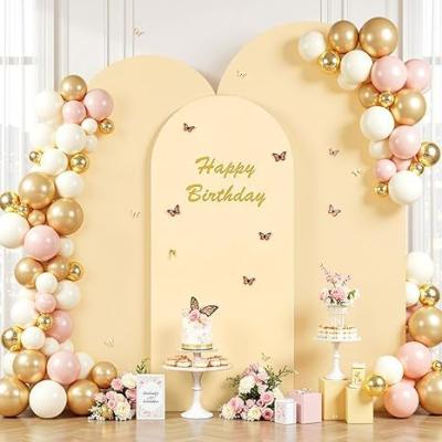 China Champagne Spandex Arch Covers 3 Piece Set 4FT 5FT 6FT Wedding Backdrop for sale