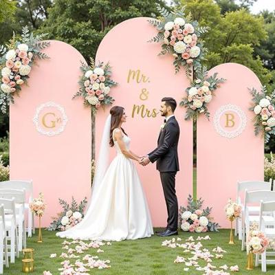 China 3 Piece Dusty Rose Spandex Arch Covers Set 4FT 5FT 6FT Wedding Backdrop Decor for sale