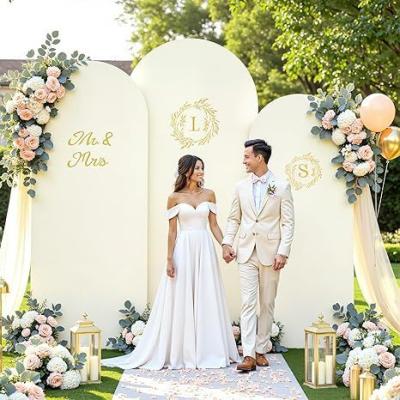 China 3 Piece Ivory Spandex Arch Covers Set 4ft 5ft 6ft for Wedding Baby Shower Birthday Party Backdrop for sale