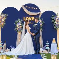 China 3 Piece Navy Blue Spandex Arch Covers Set 4ft 5ft 6ft for Wedding Party Backdrop for sale