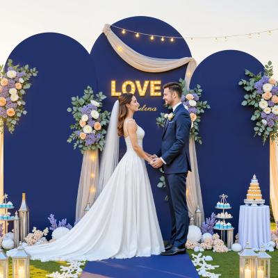 China 3 Piece Navy Blue Spandex Arch Covers Set 4ft 5ft 6ft for Wedding Party Backdrop for sale