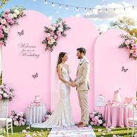 China Pale Pink Spandex Arch Covers 3 Piece Set 4ft 5ft 6ft for Wedding Party Backdrop for sale