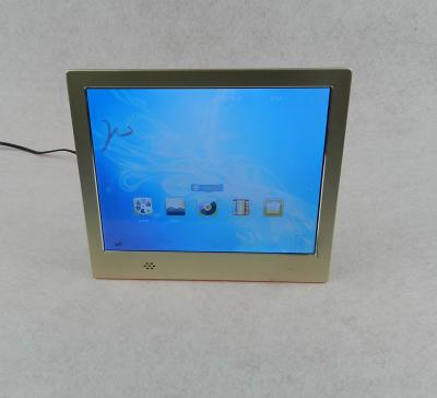 China Golden Case Portable Digital Photo Frame 8 Inch HD Resolution for sale