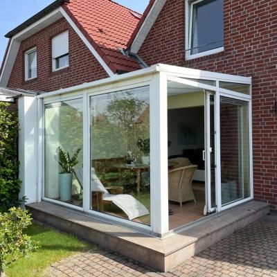 China Customizable Retractable Aluminum Alloy Laminated Impact-Resistant Glass Modern Design 5+ Year Garden Sunroom Folding Sunroom for sale
