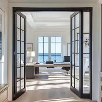 China Commercial Outdoor Heat Insulation Soundproof Thermal Insulation Door French Door Aluminium Window Making Materials for sale