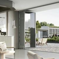 China Premium Reinforced Aluminum-Alloy Tempered Glass Mosquito-proof Folding Door Aluminum Door and Window Material for Living Room for sale