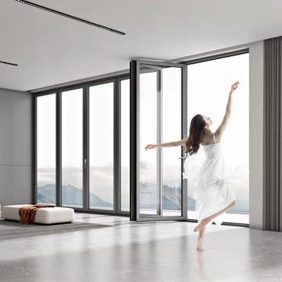 China High Quality Folding Door Aluminum Door and Window Material for Villa  Aluminum Alloy Double-layer Insulated Glass Stylish Easy for sale