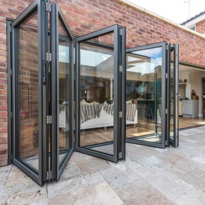 China YATTON Easy Installation Double-layer Insulated Tempered Glass Folding Doors Aluminum Alloy Windproof Villa Apartment More 5 for sale