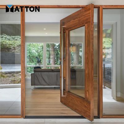 China Heavy-duty Waterproof Aluminum Alloy Pivot Front Entry Doors Thermal Break Thermal Insulation Modern Design for for sale