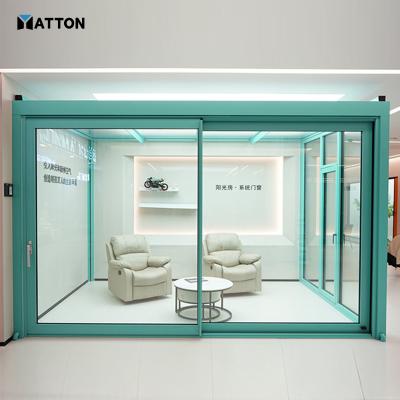 China Modern Design Aluminum Waterproof Soundproof Thermal Insulation Heavy Sliding Door Double Layered for Interior Bedroom for sale