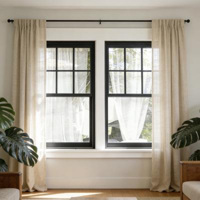 China Modern Hurricane-proof Vertical Sliding Double Hung Windows Aluminum Frame Stainless Steel Fireproof Durable for Bedroom Office for sale