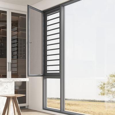 China Custom Designed Modern Aluminum Alloy Casement Window Magnetic Screen Double-layer Glass for Soundproof Features Residential for sale