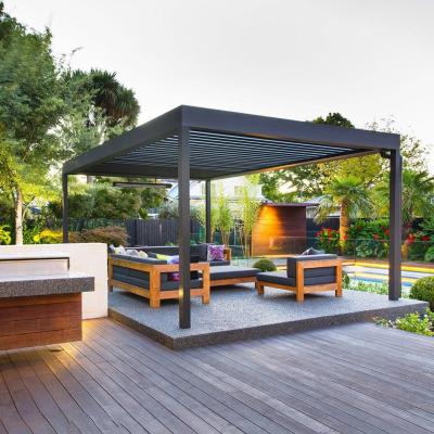 China Hot Selling Aluminum Pavilion Easy Assembly Wind Resistant Features Electric Adjustable Pergola for Residential Commercial for sale