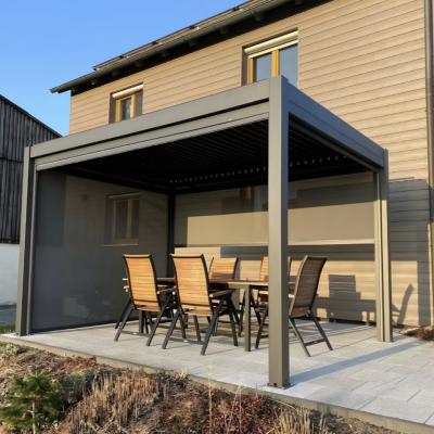 China Eco-Friendly Aluminum Pavilion Easy Assembly Wind Resistant  Garden Gazebo Mosquito Net Backyard Patio Opening Roof Pergola for sale