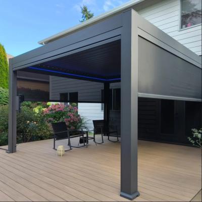 China Aluminium Outdoor Gazebo Pavilion Sliding Glass Door Electric Adjustable Pergola for Balcony Eco-Friendly Durable Wind Resistant for sale