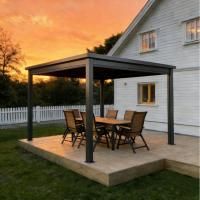 China Modern Aluminum Alloy Pavilion Easy Assembly  Outdoor Shade Structure Residential Electric Adjustable Pergola Commercial Use for sale