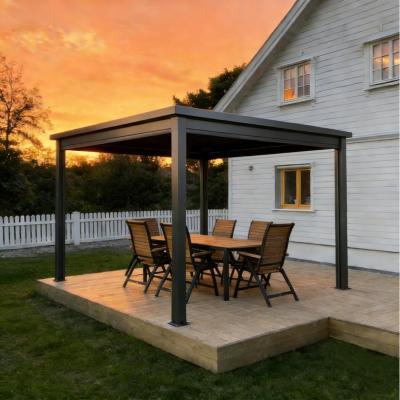 China Modern Aluminum Alloy Pavilion Easy Assembly  Outdoor Shade Structure Residential Electric Adjustable Pergola Commercial Use for sale