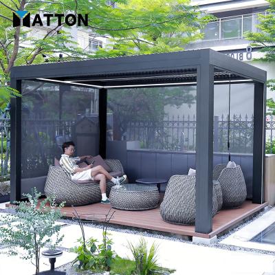 China Outdoor Yard Terrace Factory Canopy Villa Electric Adjustable System Gazebo Pavilion Aluminum Adjustable Pergola Waterproof Wind for sale