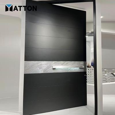 China Low-cost Soundproof and Waterproof Aluminum Entrance Pivot Door for Residential Villa Security Front Door for sale