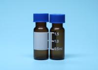 China 1.5ml Amber Borosilicate Screw Thread Glass Bottle with Threaded Plastic Cover for sale