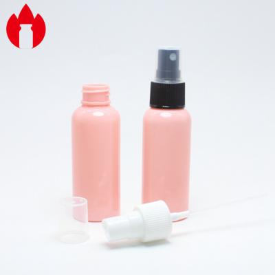 China 50ml Pink Color PET Plastic Liquid Spray Bottle for sale