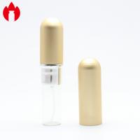 China 5ml Golden Perfume Borosilicate Glass Spray Vial With Pump for sale