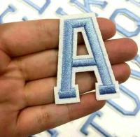 China Custom Embroidered Letter Patches Twill Fabric Retro Alphabet Iron On Sew On 150mm for sale