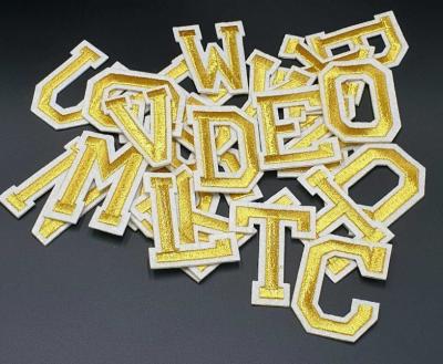 China Custom Embroidered Alphabet Patches Heat Cut Border Iron On Backing 150mm for sale