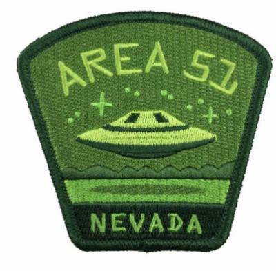 China Custom Embroidered Patch Blue Merrow Border 150mm Iron On Backing for Clothing for sale