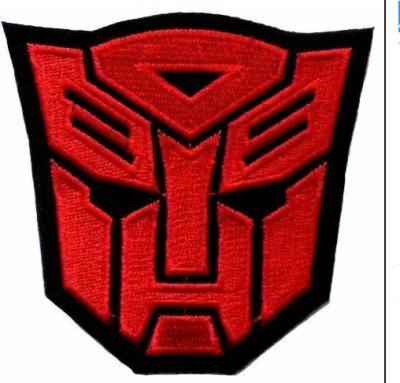 China Custom Merrow Border Embroidered Logo Patch Iron On Backing for Clothing 150mm for sale