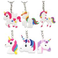China Custom PVC Rubber Unicorn Soft Toy Keychain PMS Color Size Four Link Attachment for sale
