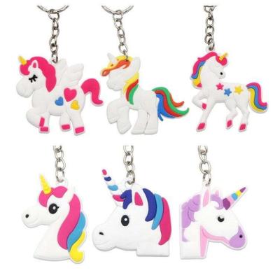 China Custom PVC Rubber Unicorn Soft Toy Keychain PMS Color Size Four Link Attachment for sale