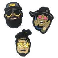 China Soft Pantone Color 3D Rubber Patches Hook And Loop Backing for sale