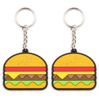 China Custom Soft PVC Burger Keychain 2D 3D Mini Food Promotion Gift Eco-Friendly Durable for sale