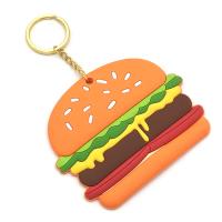 China Custom Soft PVC Burger Keychain 2D 3D Mini Food Promotion Gift Eco-Friendly Durable for sale
