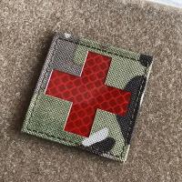 China Infrared IR Reflective Medical EMT Tactical Patch 2x2 Inch Twill Camo Fabric Hook Loop for sale
