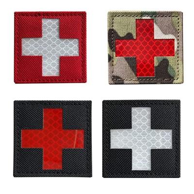China Custom IR Reflective Tactical Morale Patches Cross Military Medical Rescue 50pcs for sale