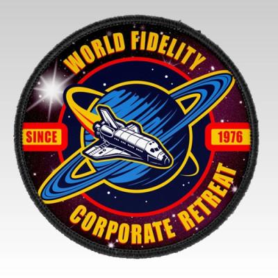 China Merrow Border Custom Sublimation Patch Heat Transfer Printing Custom Logo For Uniforms for sale