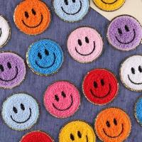 China Custom Smile Face Glitter Chenille Iron On Patches 0.8mm-3.5mm Decorative Clothing Stickers for sale