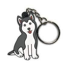 China Custom PMS Color Soft PVC Rubber Husky Puppy Cartoon Key Chain with Metal Ring 4cm for sale